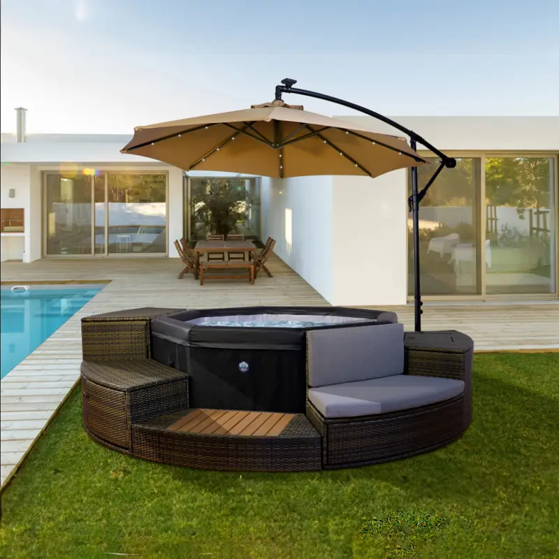 Parasol LED Netspa 250 cm beige pour spa - UV50+ solaire - sans base