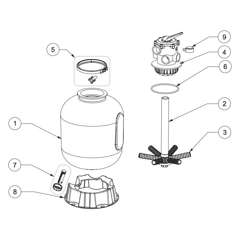 Pièces détachées filtre à sable CRISTAL-FLO TOP CLEAR PRO ALBAKING (STA ...
