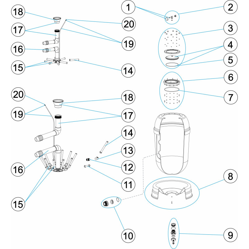 Pièces détachées filtre à sable DV SIDE