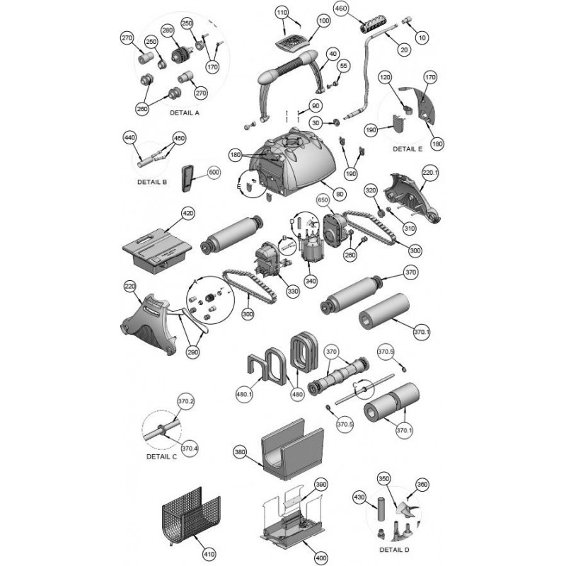 Pièces détachées pour robots AQUABOT D8, PLUS, BORA SMART-DRIVE
